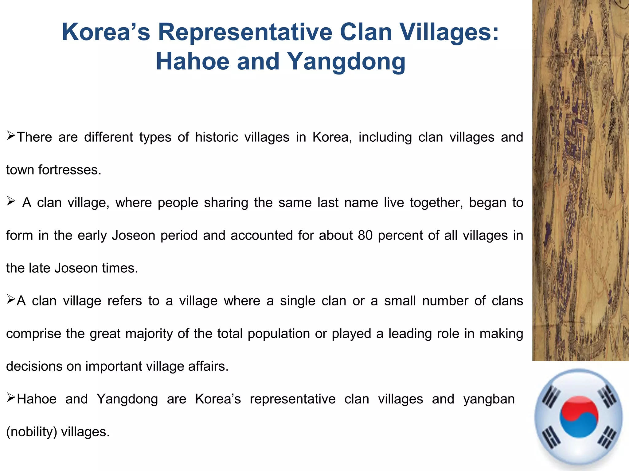 Korean historic villages (hahoe and yangdong) | PPT