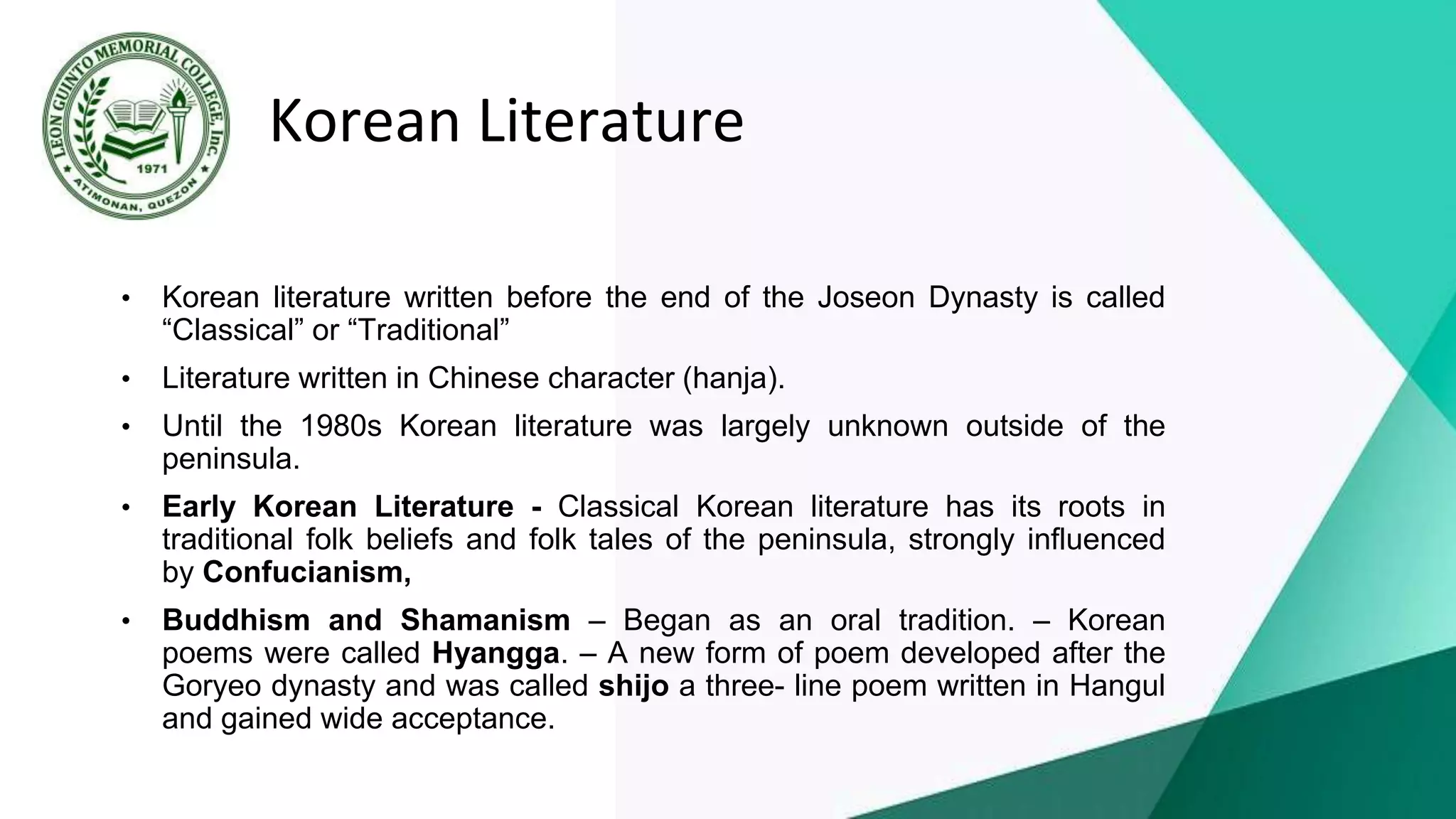 Korean Literature | PPTX