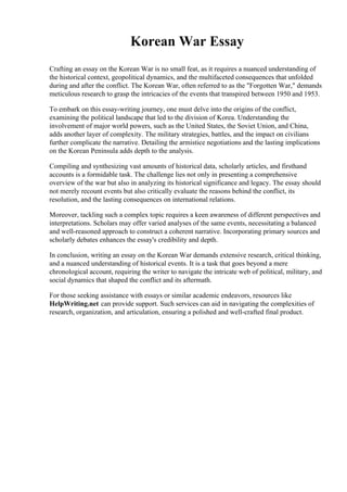 Korean War Essay. Massachusetts College of Liberal Arts | PDF