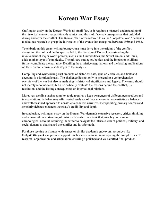 Korean War Essay. Massachusetts College of Liberal Arts | PDF