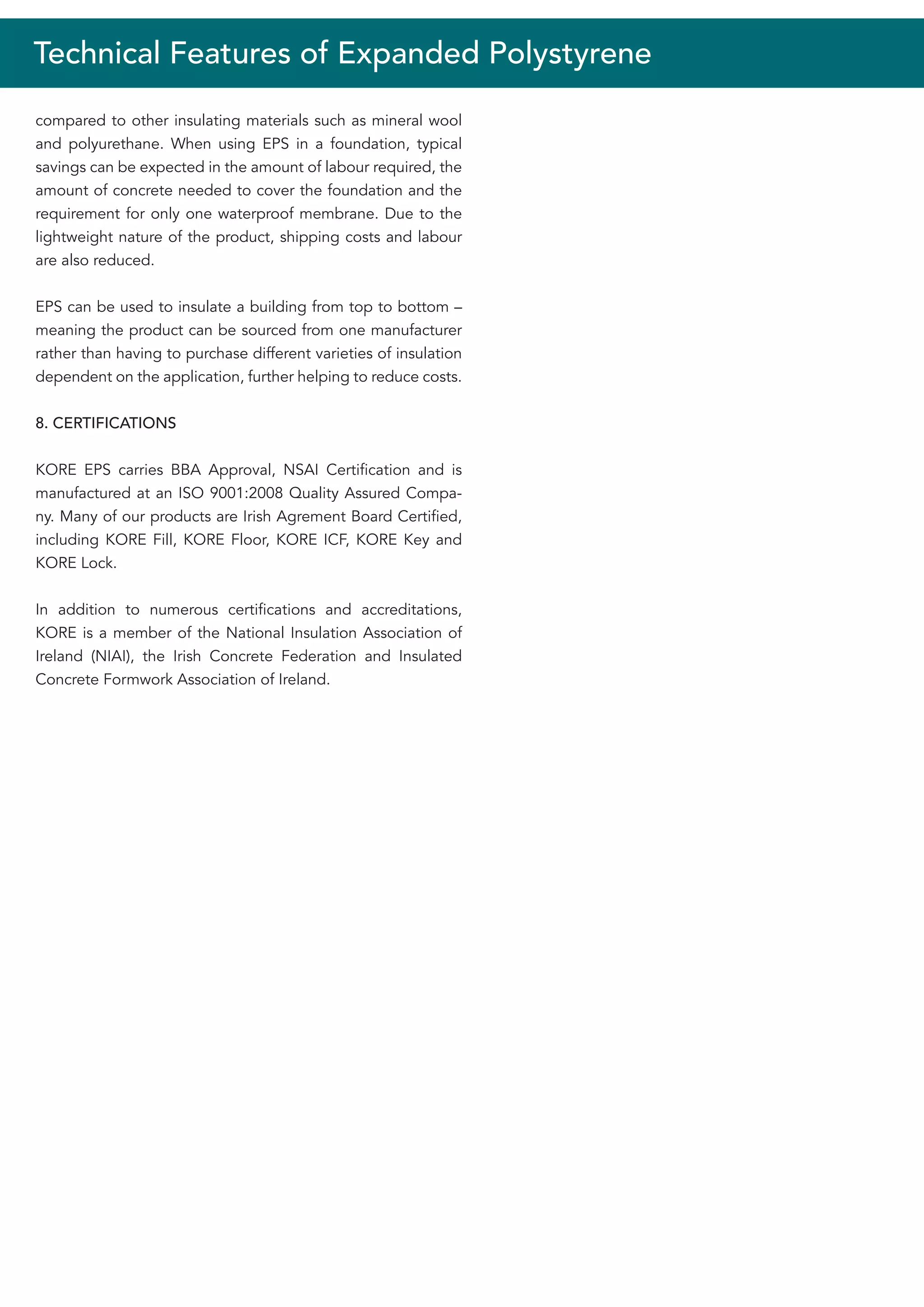 Technical Features of Expanded Polystyrene (EPS) Insulation | PDF