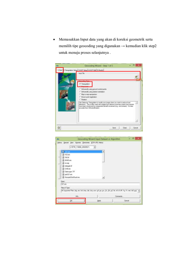 Koreksi geometrik dan geolink er mapper 7.0 | PDF