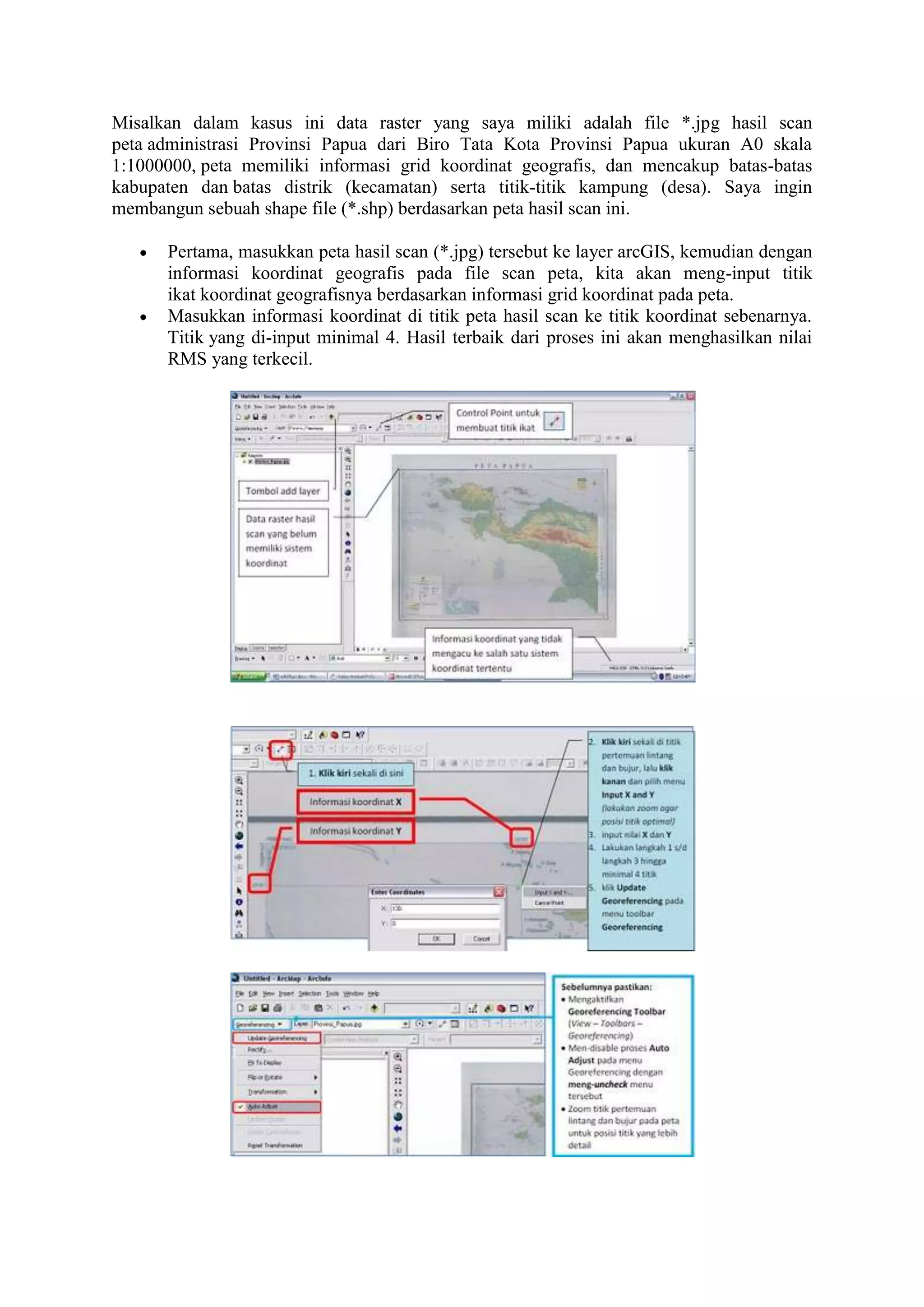 Koreksi geometrik peta (arc gis) registrasi | DOCX