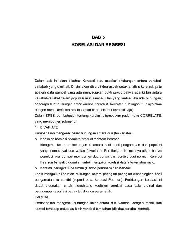 Korelasi dan regresi | PDF