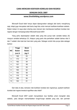 Korelasi dan regresi | PDF