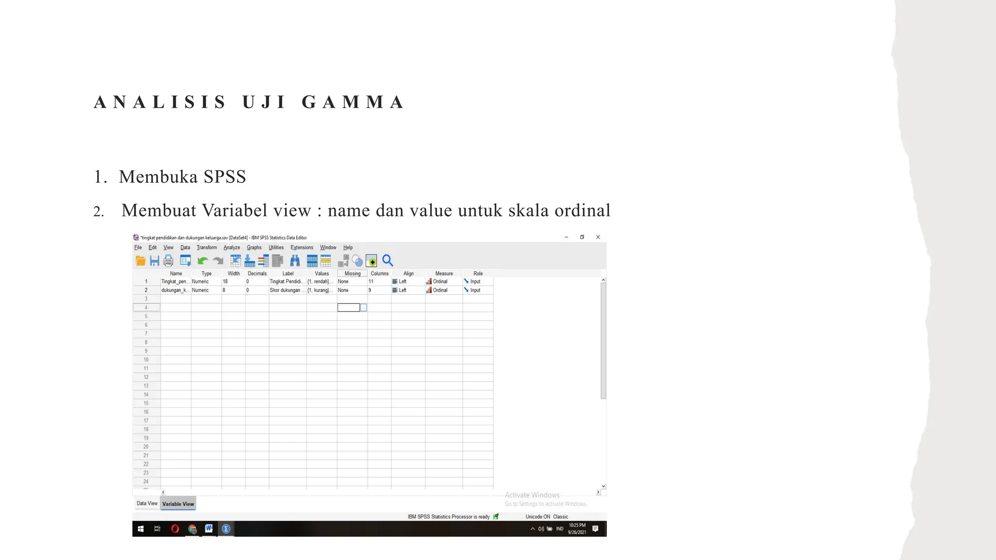 Presentase Uji korelasi Gamma Matkul Biostatistik | PPTX