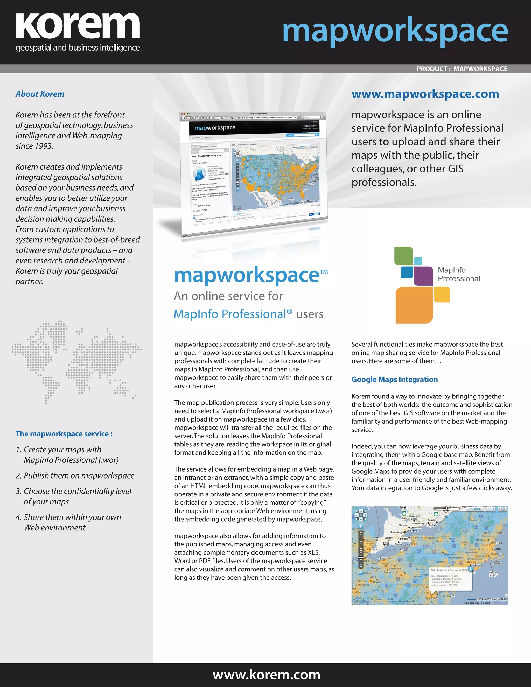 Korem Mapworkspace Overview | PDF
