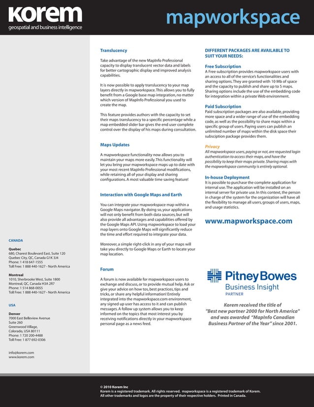 Korem Mapworkspace Overview | PDF