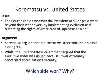 Korematsu and internment | PPT