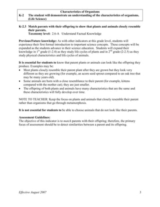 Kindergarten - Science - Organisms | PDF