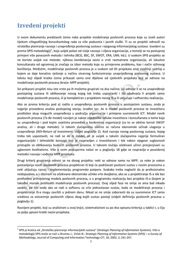 Modeliranje poslovnih procesa: izvedbeni projekti | PDF