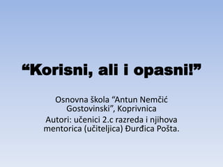 "Korisni, ali i opasni!" prezentacija | PPTX
