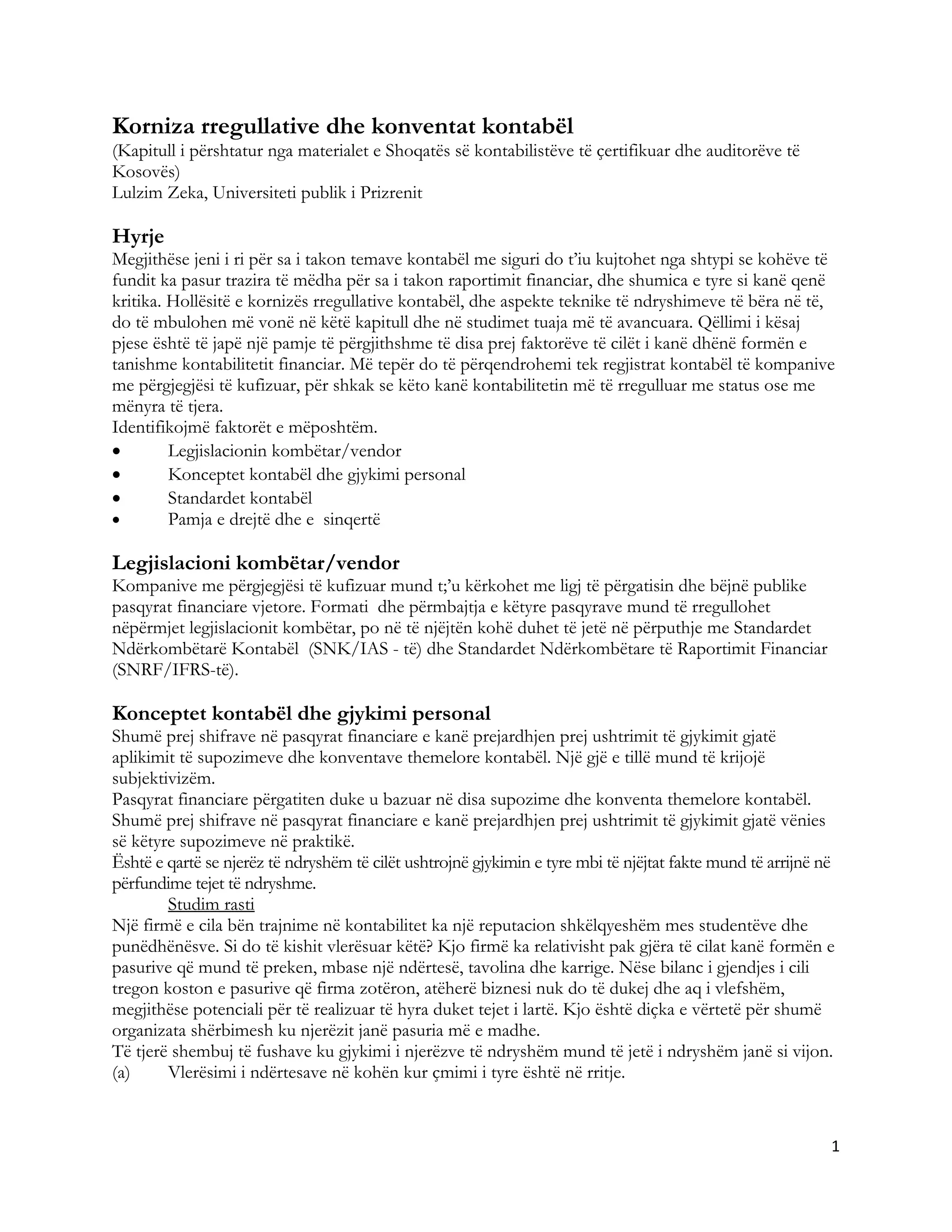 Korniza rregullative - konventat kontabel | PDF