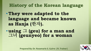 Korphil infosheet 1: Korean Language Overview 한국어 개요 | PPT
