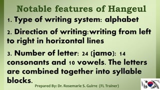 Korphil infosheet 1: Korean Language Overview 한국어 개요 | PPT