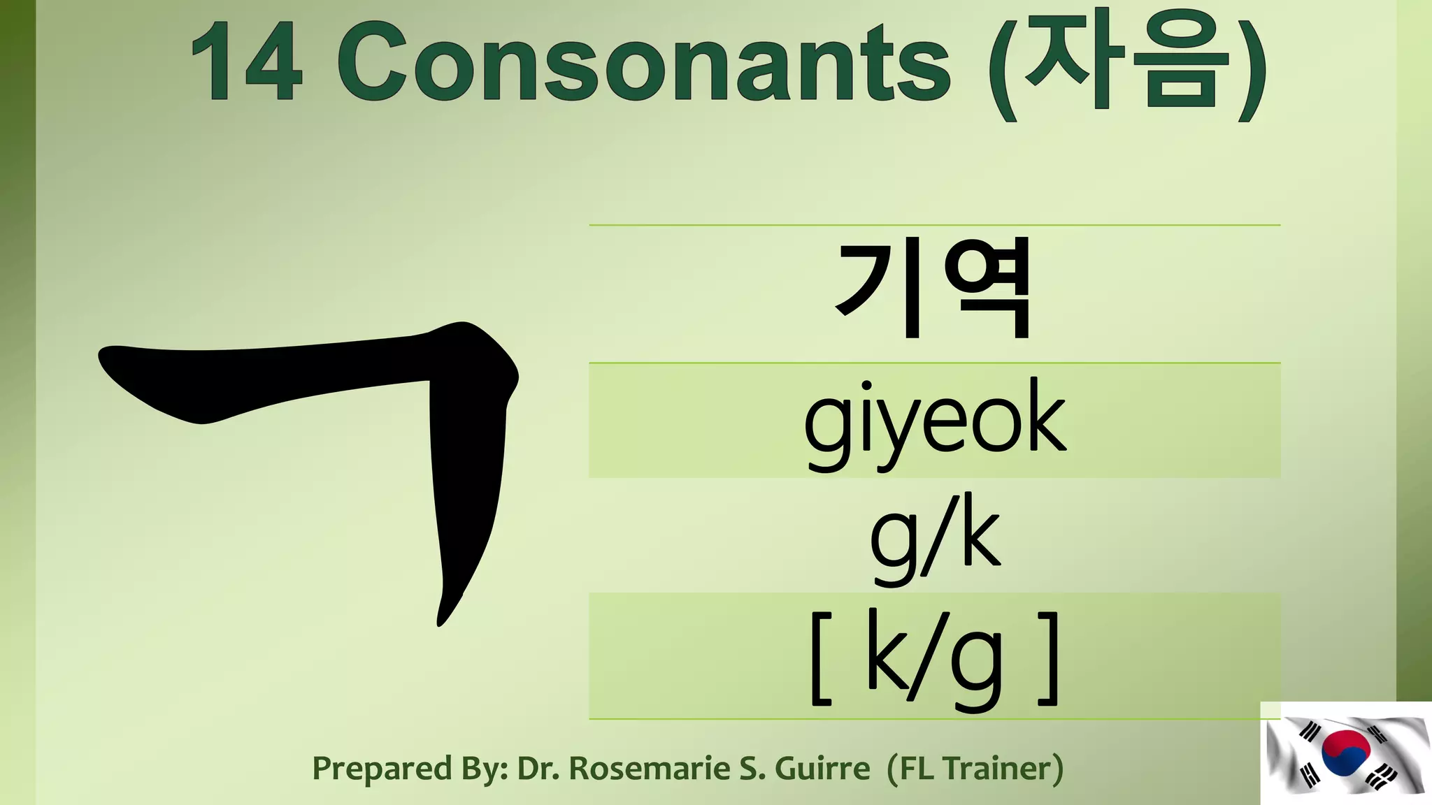 Korphil Infosheet2 : Consonants and Vowels 자음과 모음 | PPTX