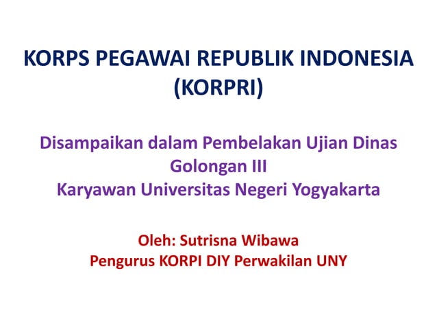 Korps pegawai republik indonesia (korpri) | PDF