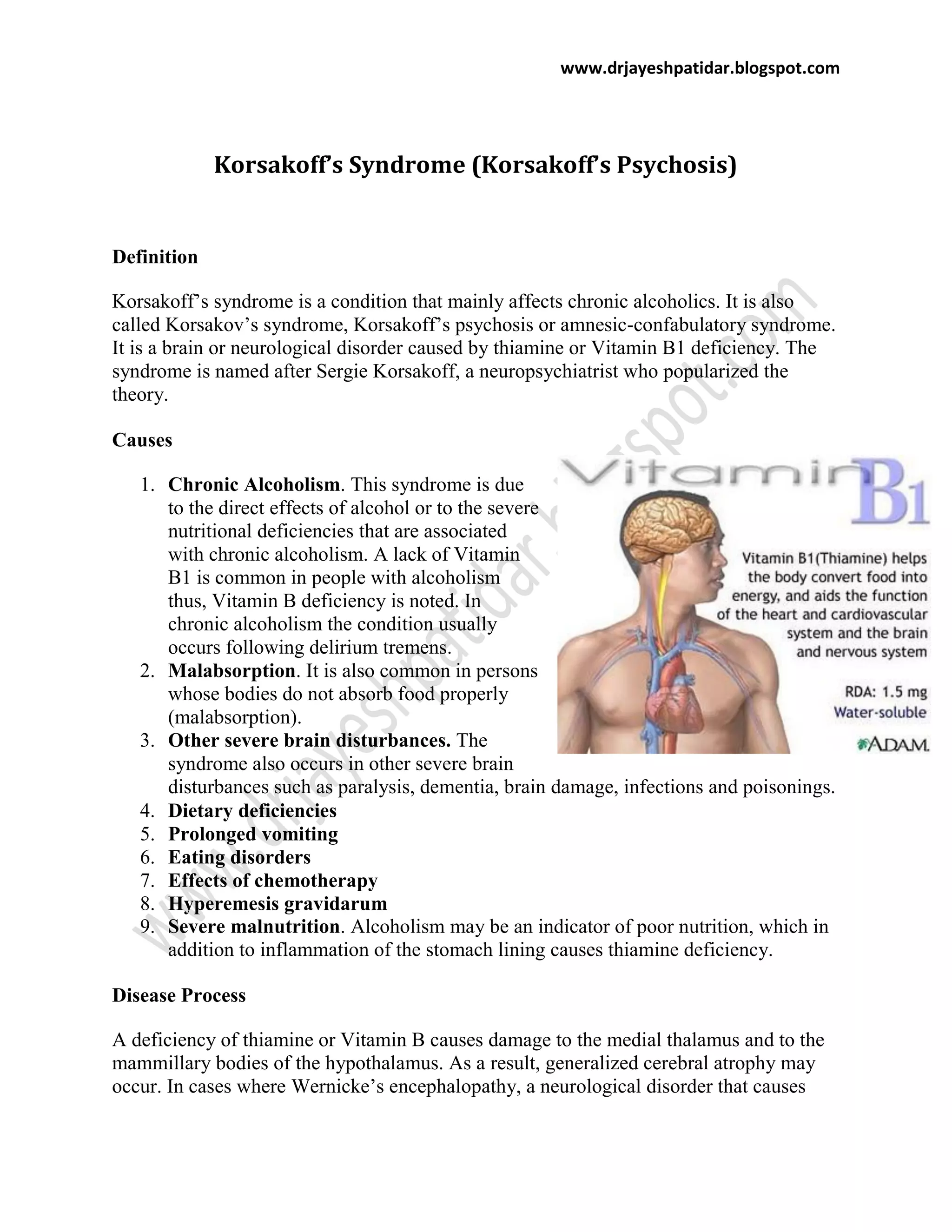 Korsakoff’s syndrome (korsakoff’s psychosis) | PDF