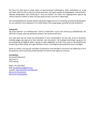 Kort præsentation af kim falkenhard | PDF