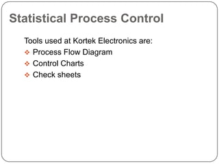 Operations management - Kortek electronics (india) pvt | PPTX