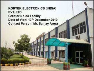 Operations management - Kortek electronics (india) pvt | PPTX