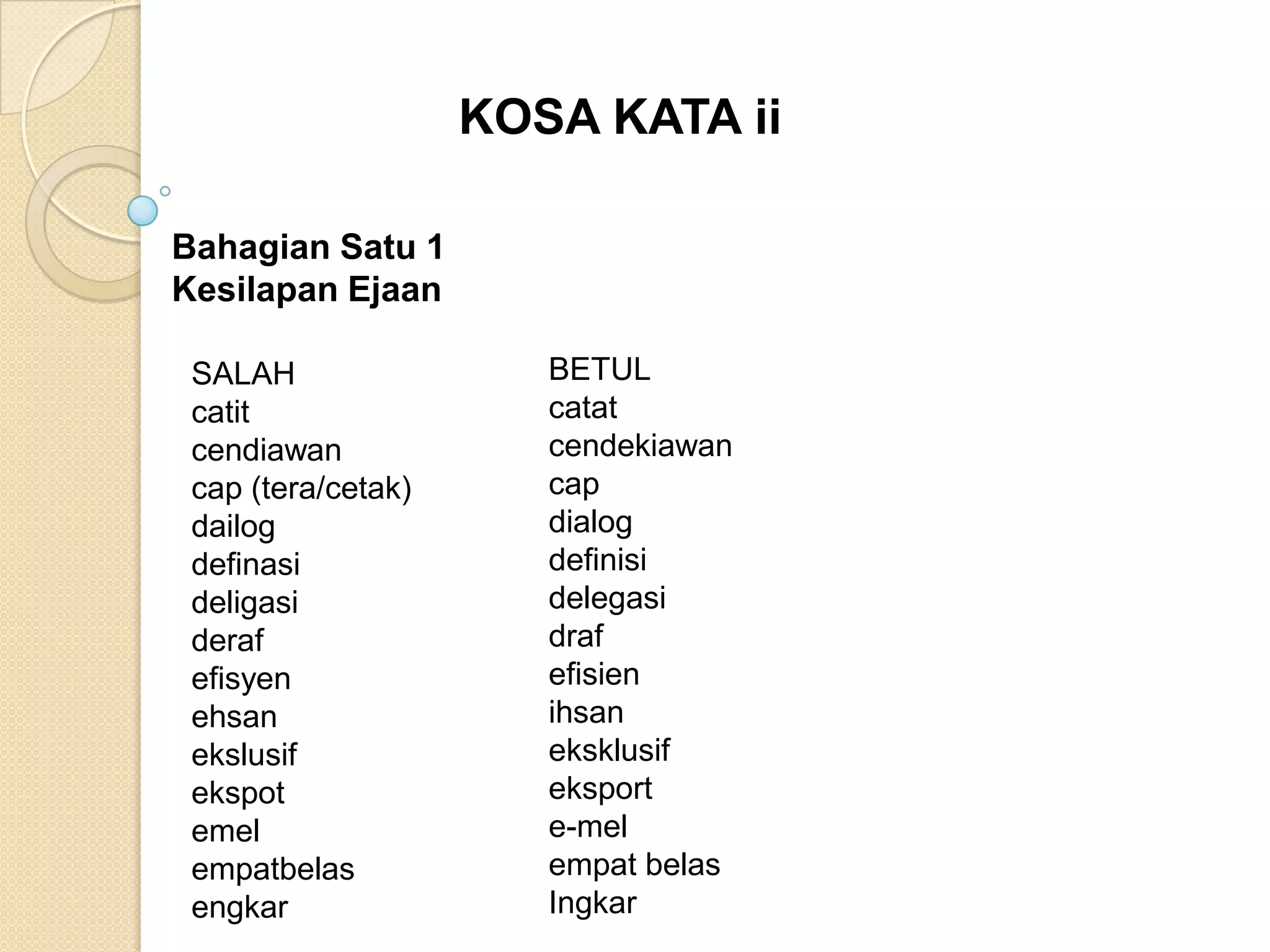 Kosa kata 2 | PPTX