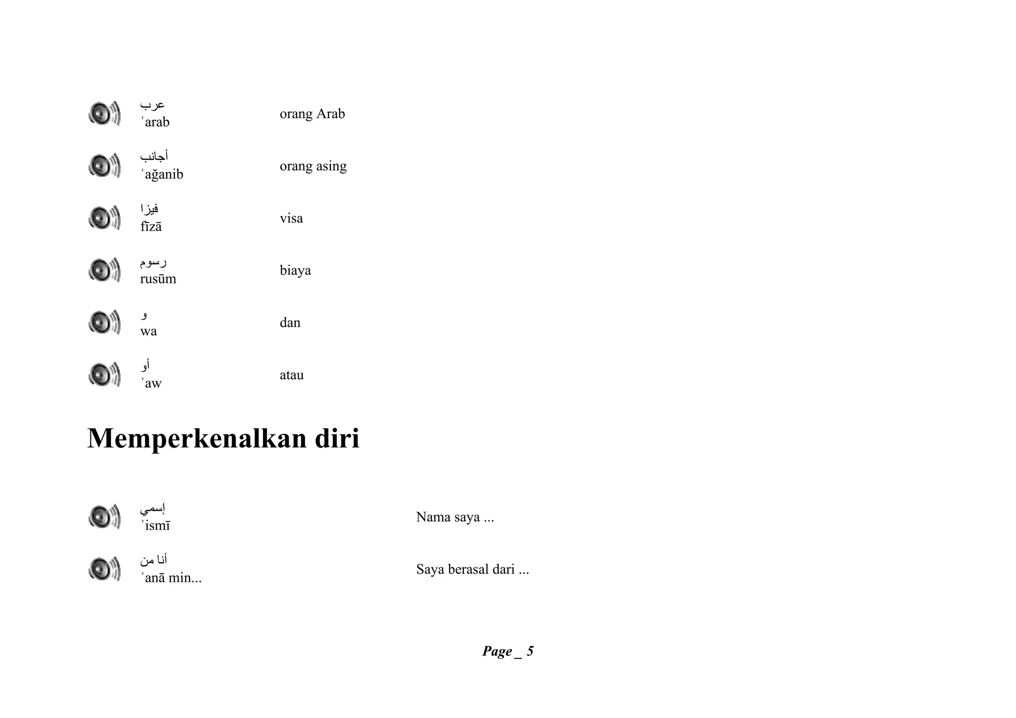 Kosa Kata Bhs Arab Dasar | PDF