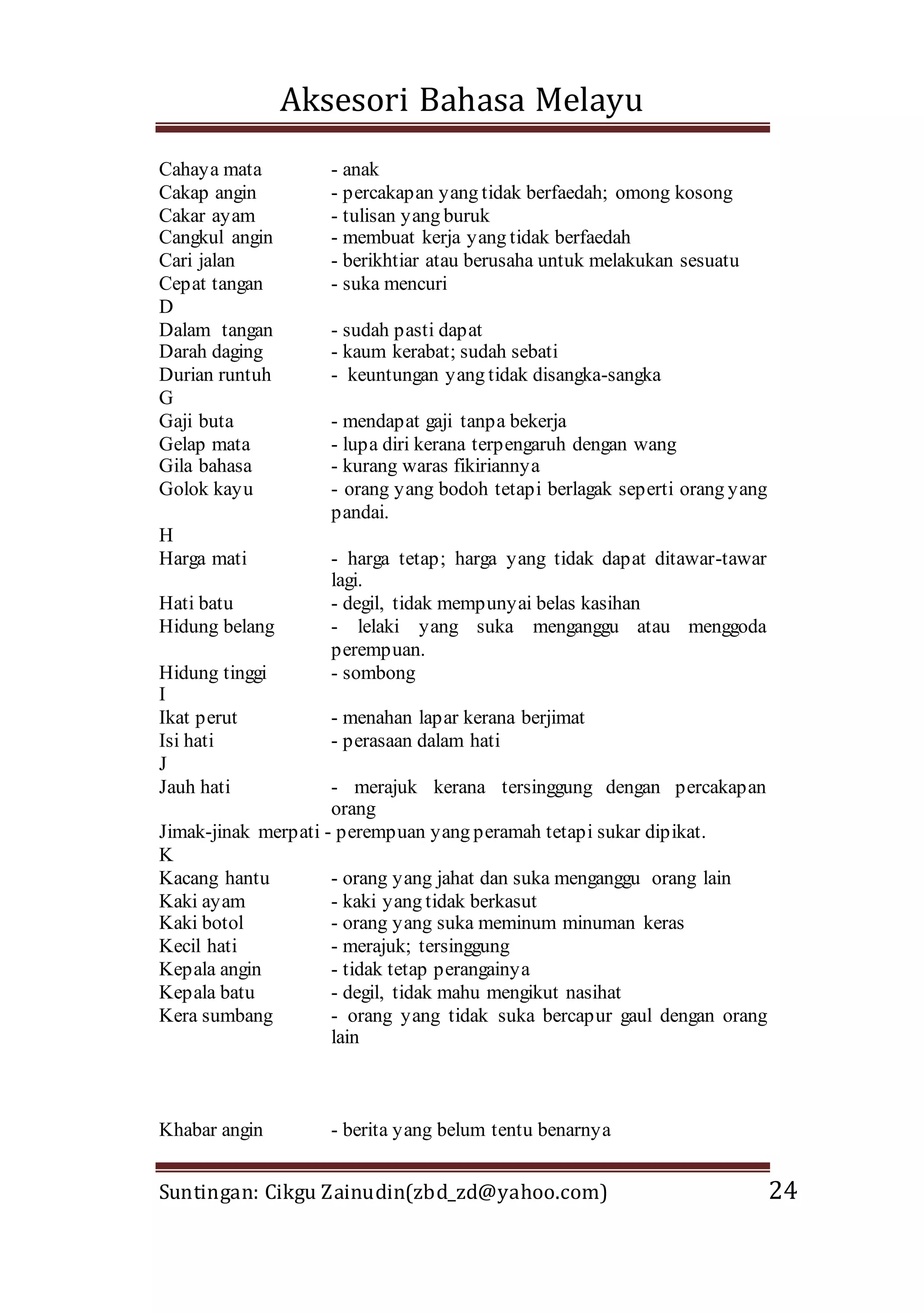Kosa Kata Dan Ungkapan Menarik Bahasa Melayu SPM | DOCX