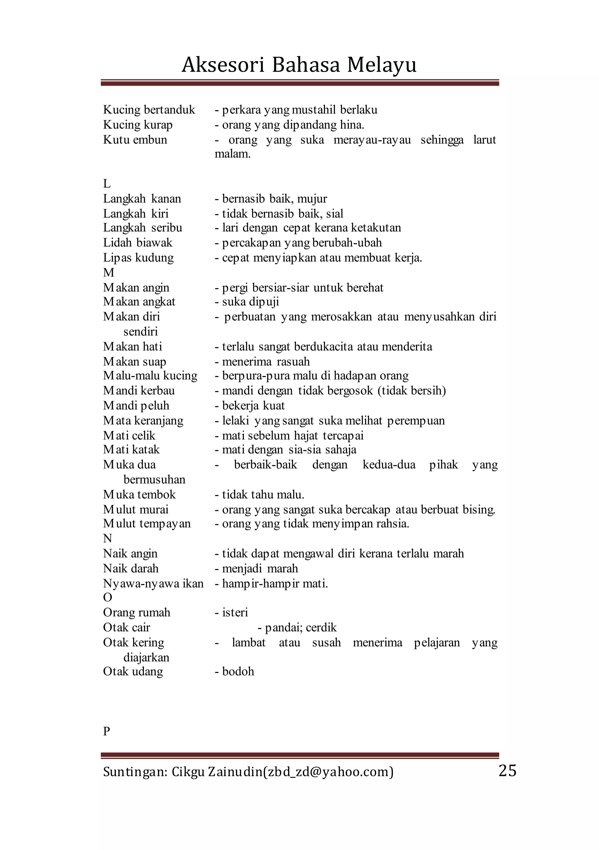 Kosa Kata Dan Ungkapan Menarik Bahasa Melayu SPM | DOCX