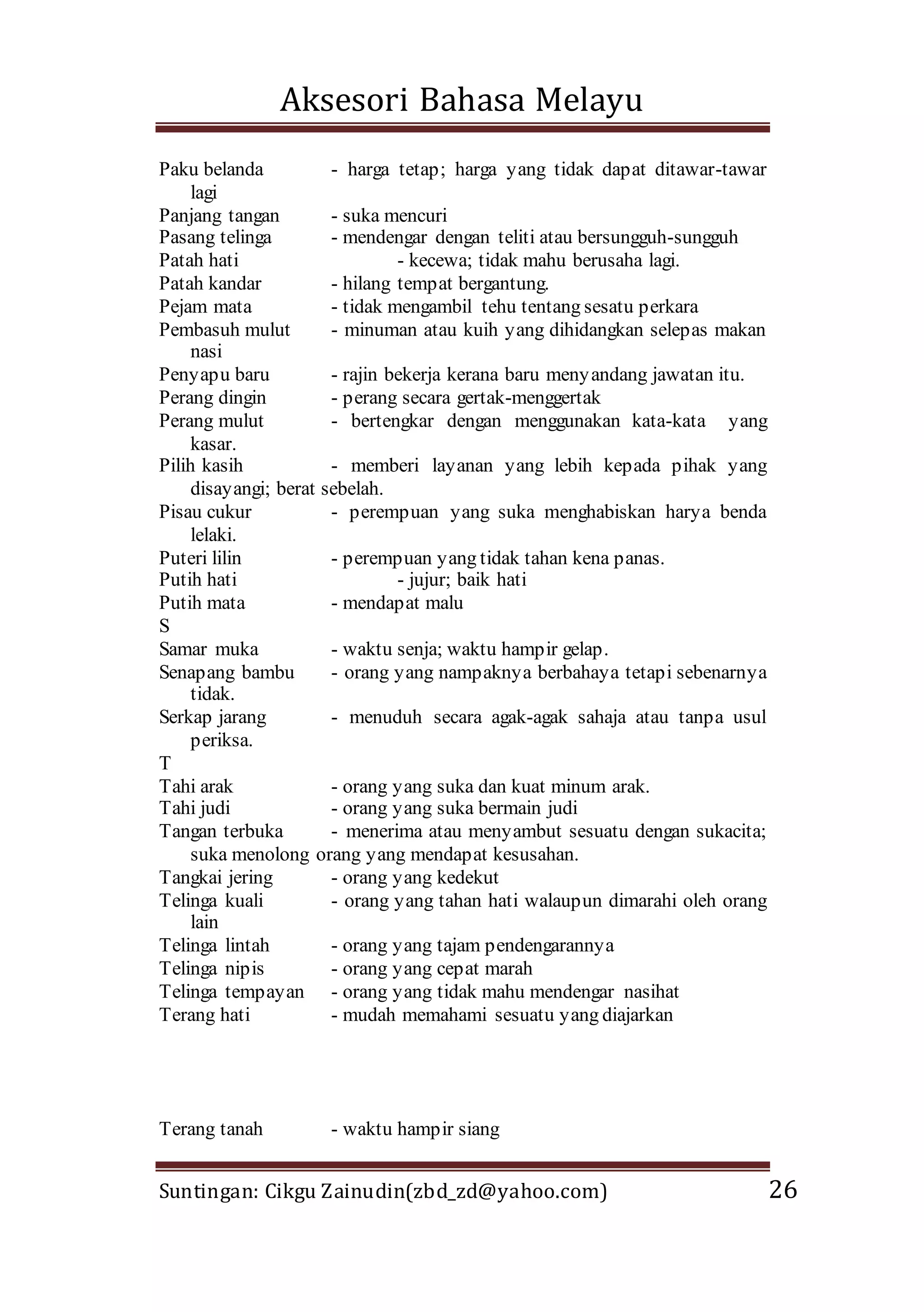 Kosa Kata Dan Ungkapan Menarik Bahasa Melayu SPM | DOCX