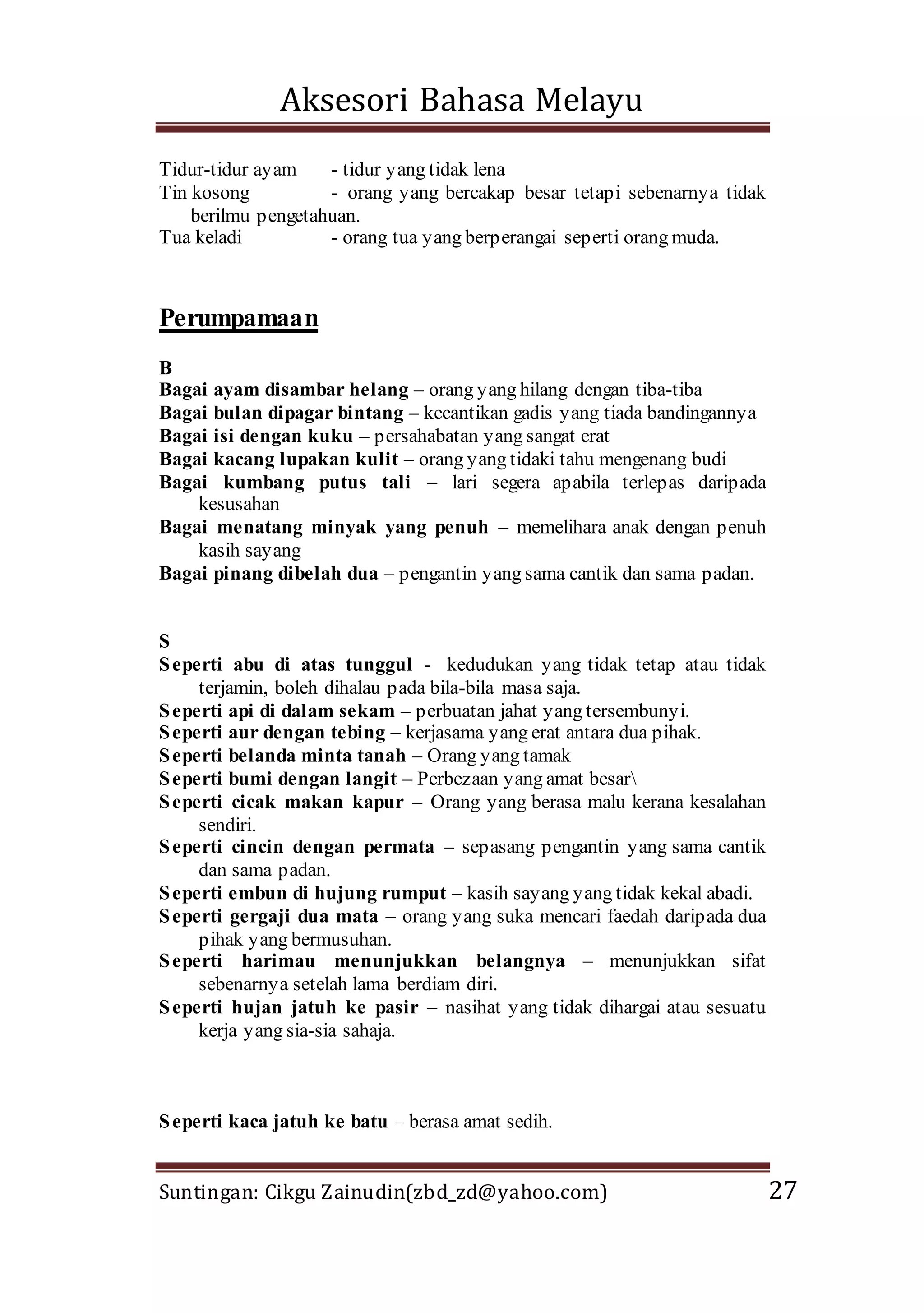 Kosa Kata Dan Ungkapan Menarik Bahasa Melayu SPM | DOCX