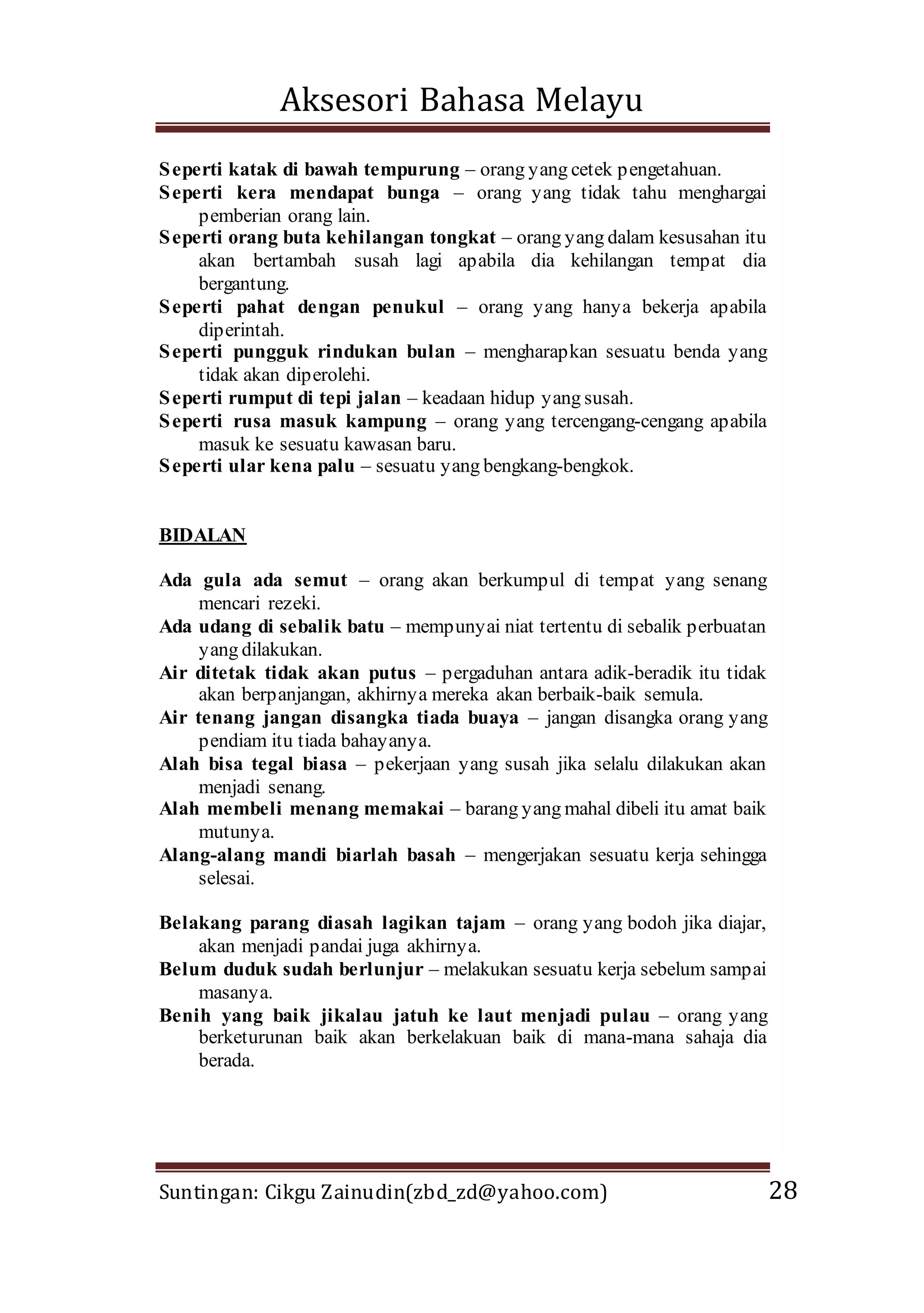 Kosa Kata Dan Ungkapan Menarik Bahasa Melayu SPM | DOCX