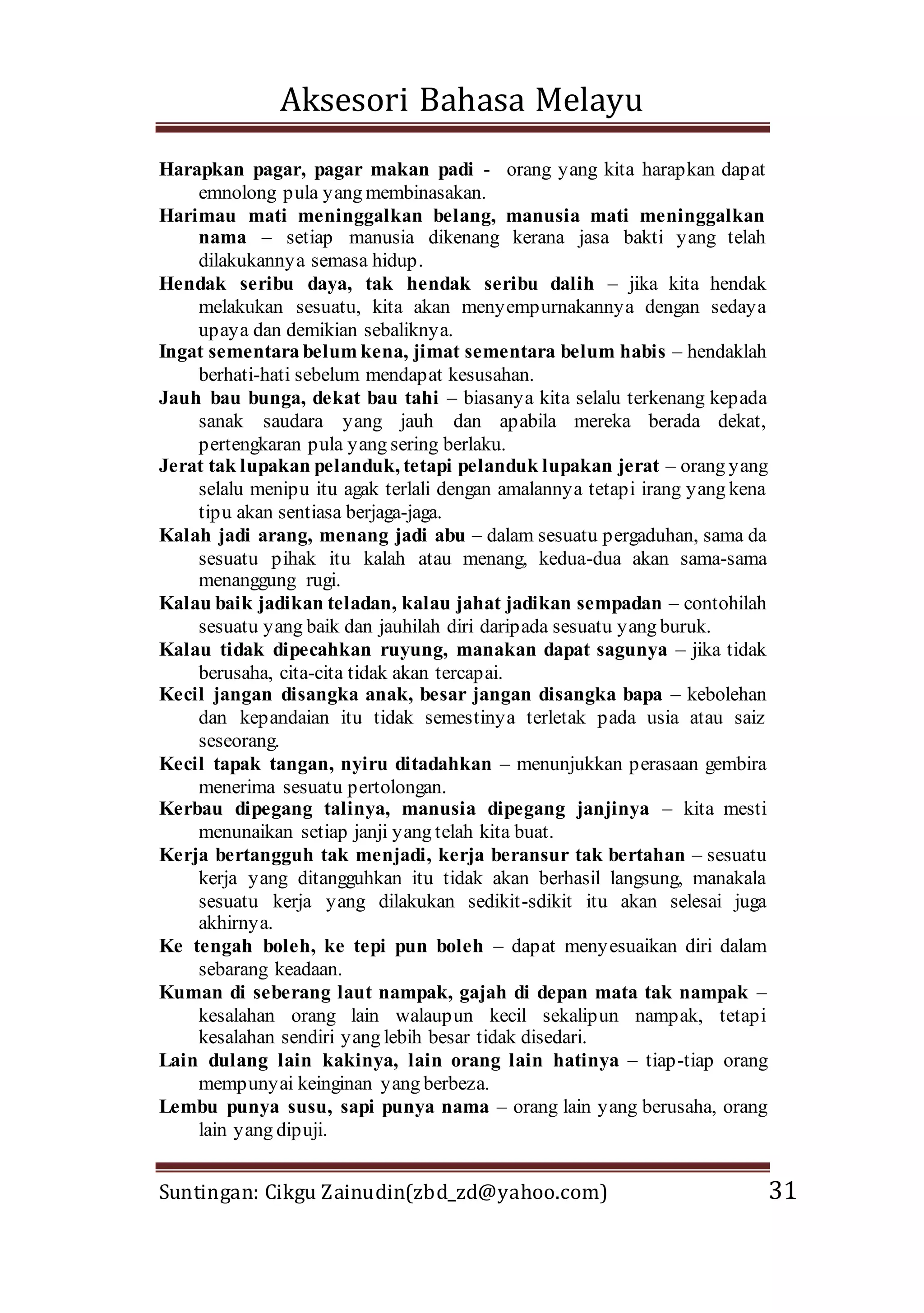 Kosa Kata Dan Ungkapan Menarik Bahasa Melayu SPM | DOCX