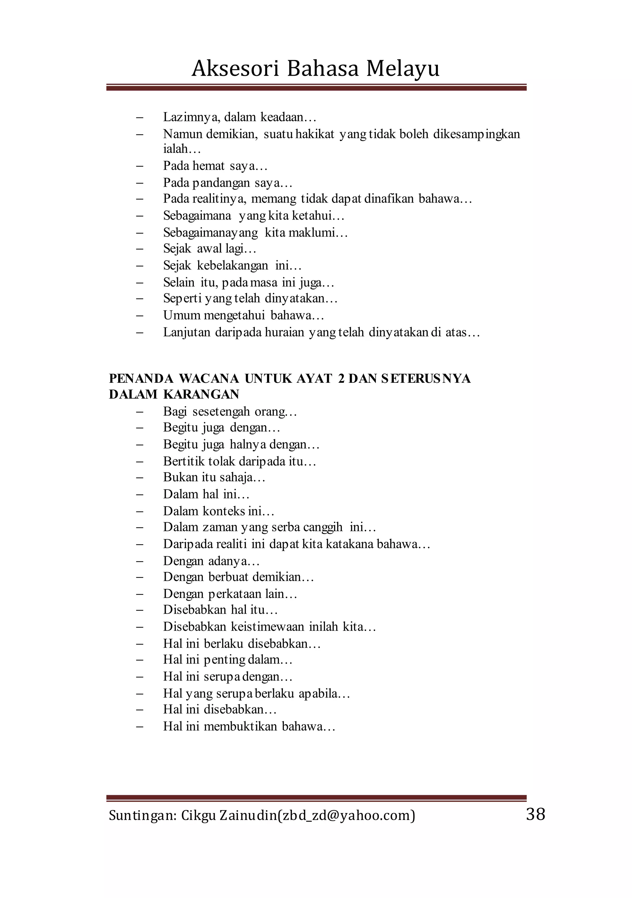 Kosa Kata Dan Ungkapan Menarik Bahasa Melayu SPM | DOCX