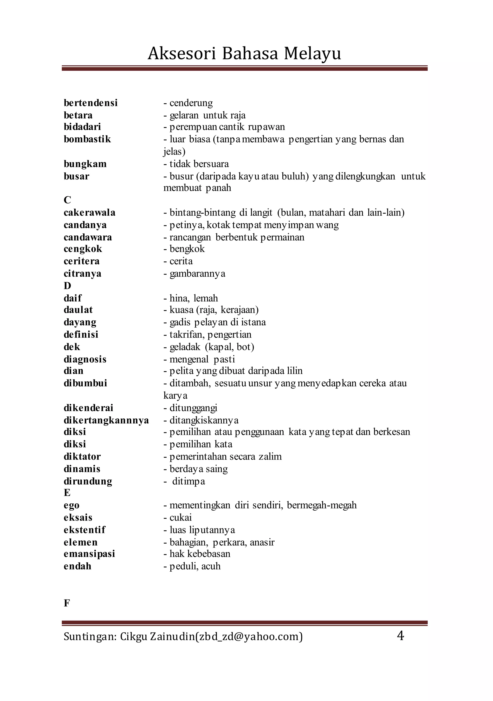 Kosa Kata Dan Ungkapan Menarik Bahasa Melayu SPM | DOCX