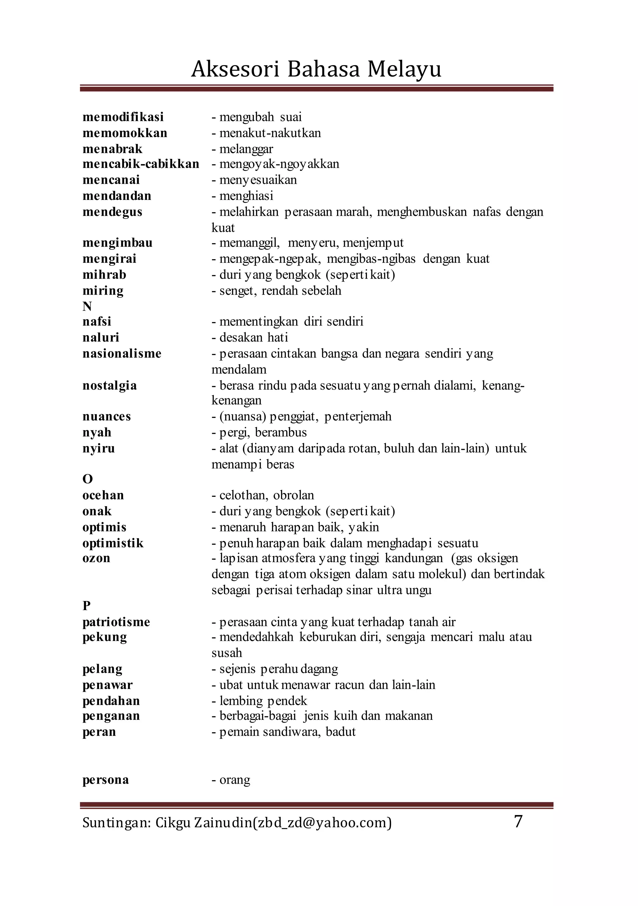 Kosa Kata Dan Ungkapan Menarik Bahasa Melayu SPM | DOCX