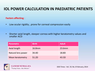 IOL POWER CALCULATION IN DIFFICULT SITUATIONS | PPTX
