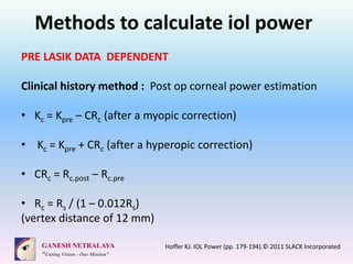 IOL POWER CALCULATION IN DIFFICULT SITUATIONS | PPTX