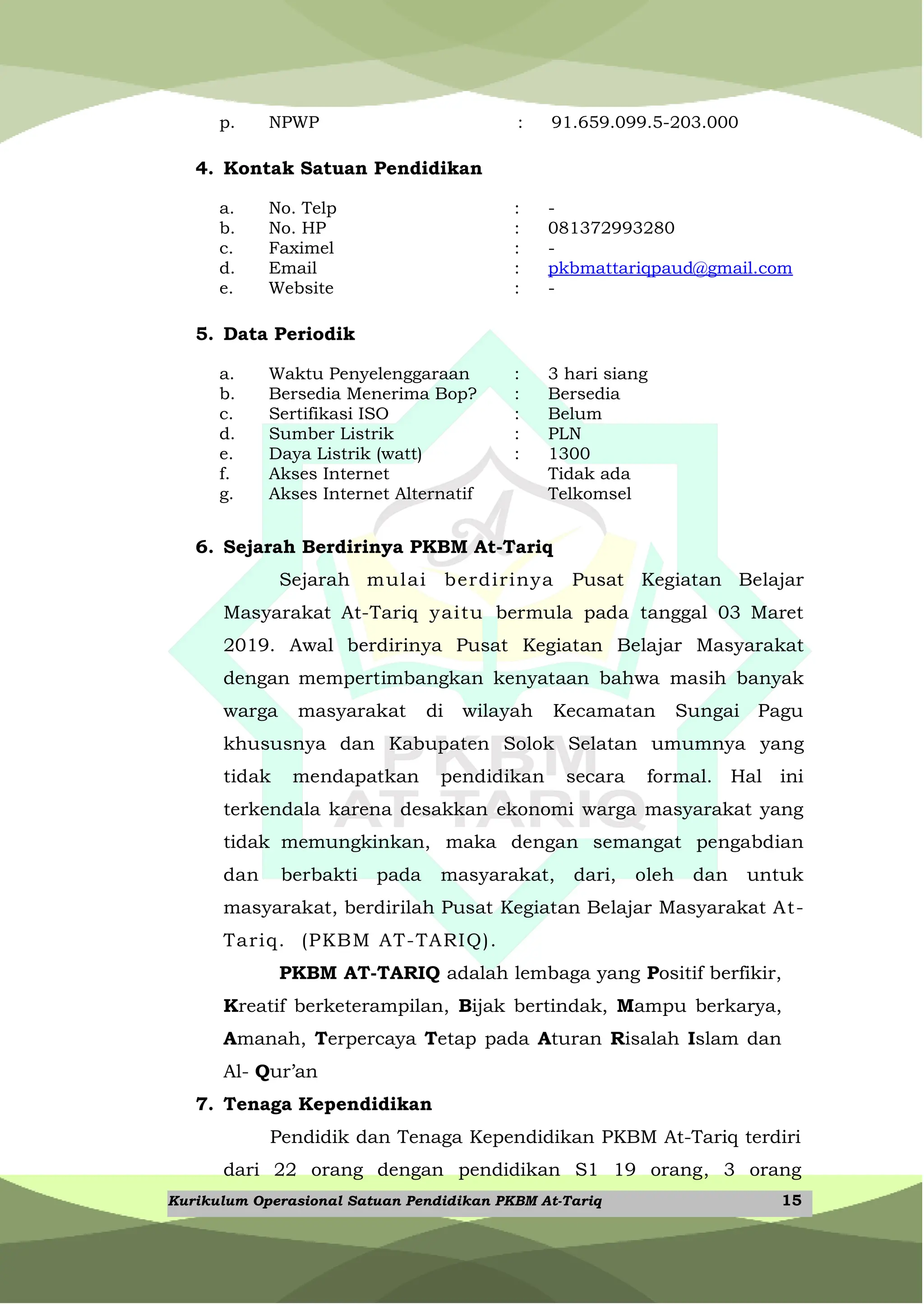 Kurikulum Satuan Pendidikan (KSP)PKBM AT-TARIQ OK 2024.docx