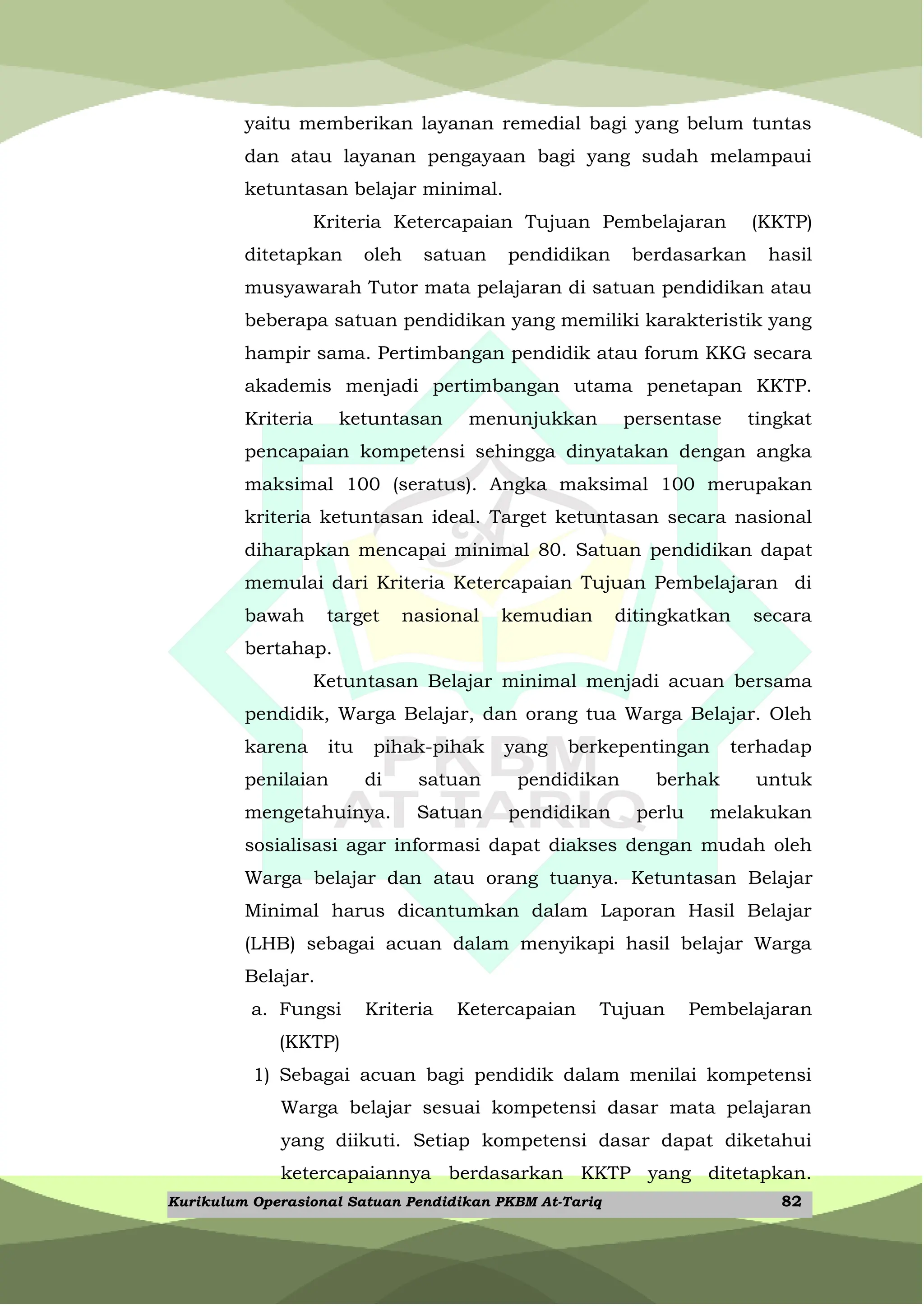 Kurikulum Satuan Pendidikan (KSP)PKBM AT-TARIQ OK 2024.docx