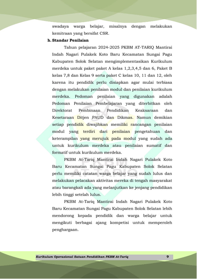 Kurikulum Satuan Pendidikan (KSP)PKBM AT-TARIQ OK 2024.docx