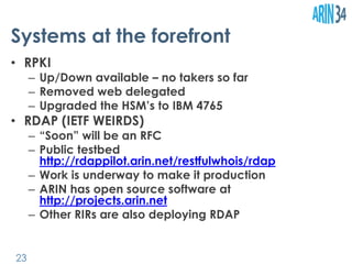 ARIN 34 ARIN Reports: Engineering | PPT