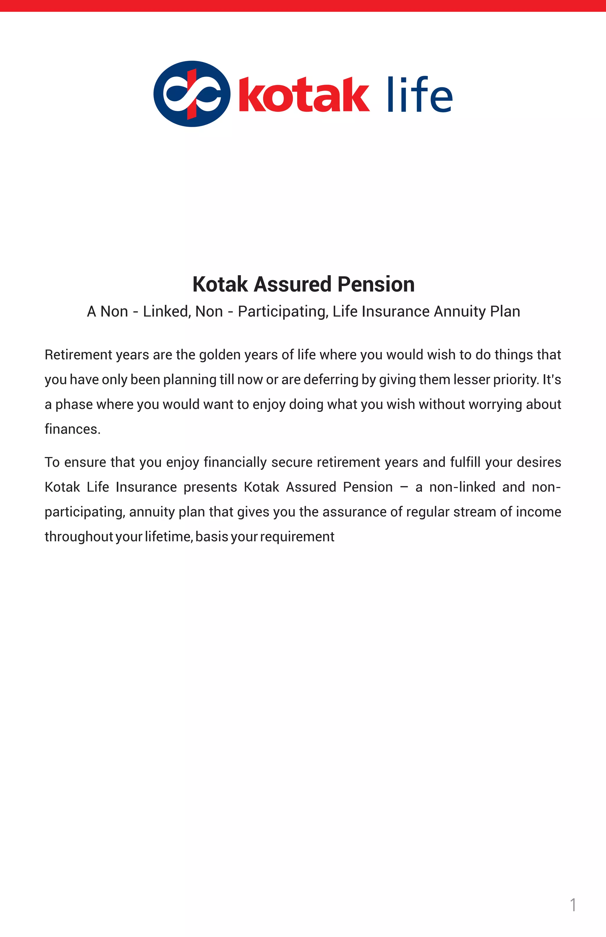E-Brochure For Kotak Assured Pension - Kotak Life | PDF