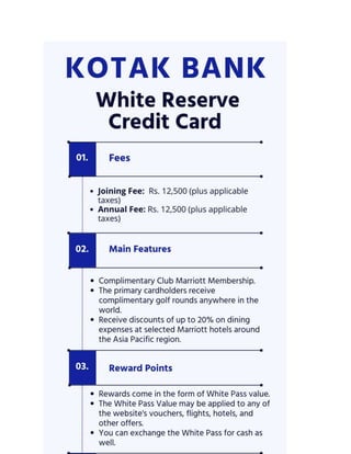 Kotak White Reserve Credit Card | DOC