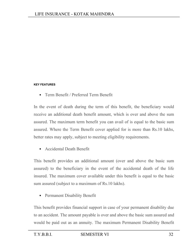 Kotak life insurance | DOC | Life Insurance | Insurance