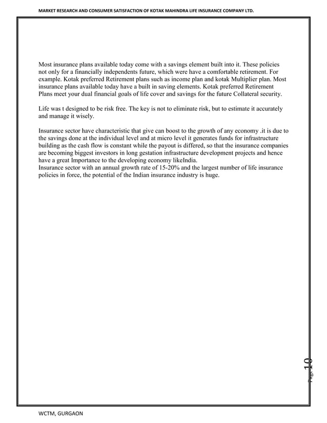 Kotak life insurance Project Report | DOCX | Life Insurance | Insurance