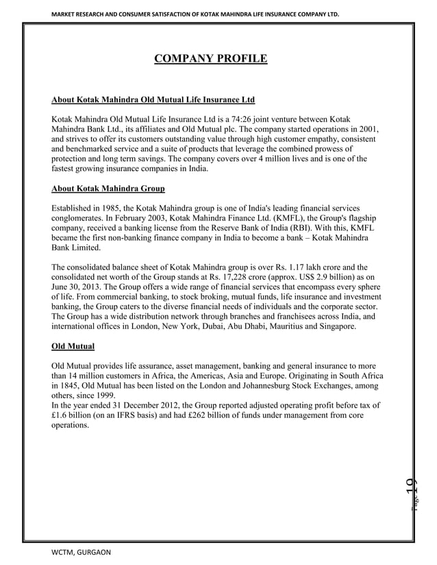 Kotak life insurance Project Report | DOCX | Life Insurance | Insurance