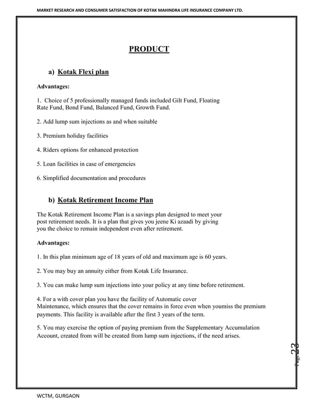 Kotak life insurance Project Report | DOCX | Life Insurance | Insurance