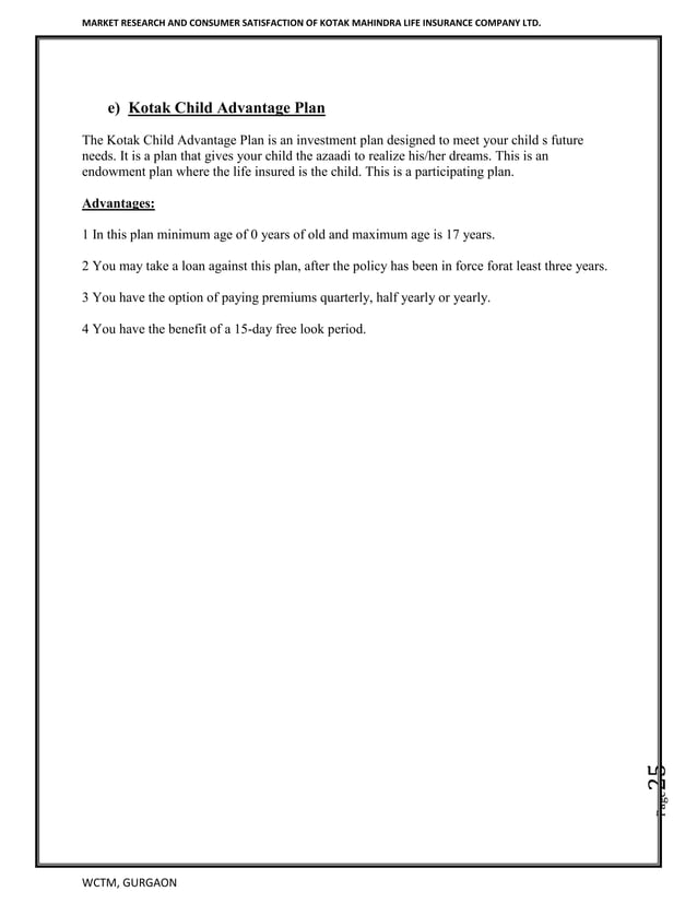 Kotak life insurance Project Report | DOCX | Life Insurance | Insurance