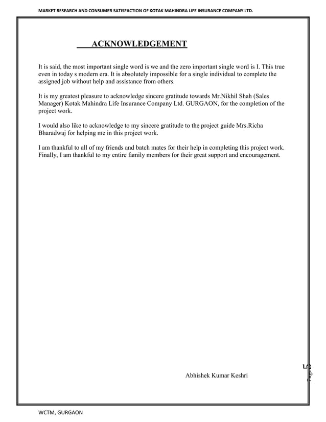 Kotak life insurance Project Report | DOCX | Life Insurance | Insurance